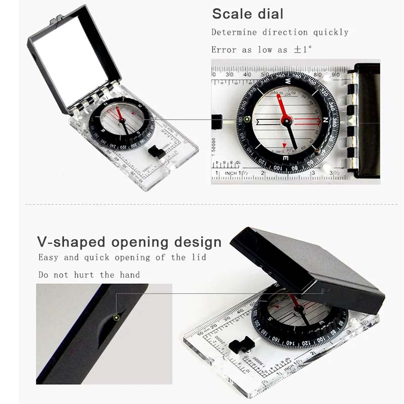 Sighting Mirror Compass with Map Ruler & Lanyard in Sri Lanka – TechShop.LK